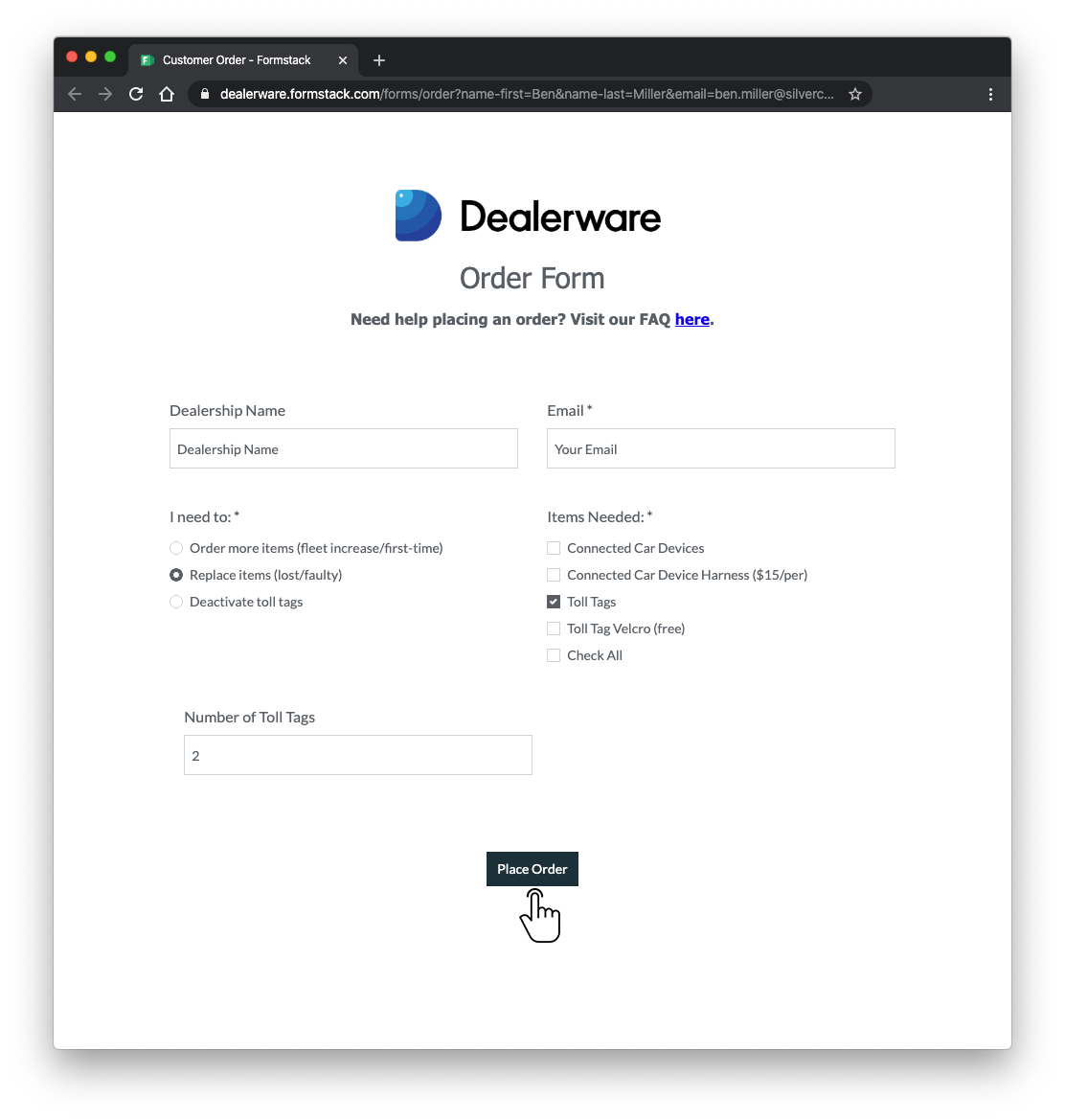 Place a Replacement Order for Connected Car Devices or Toll Equipment ...