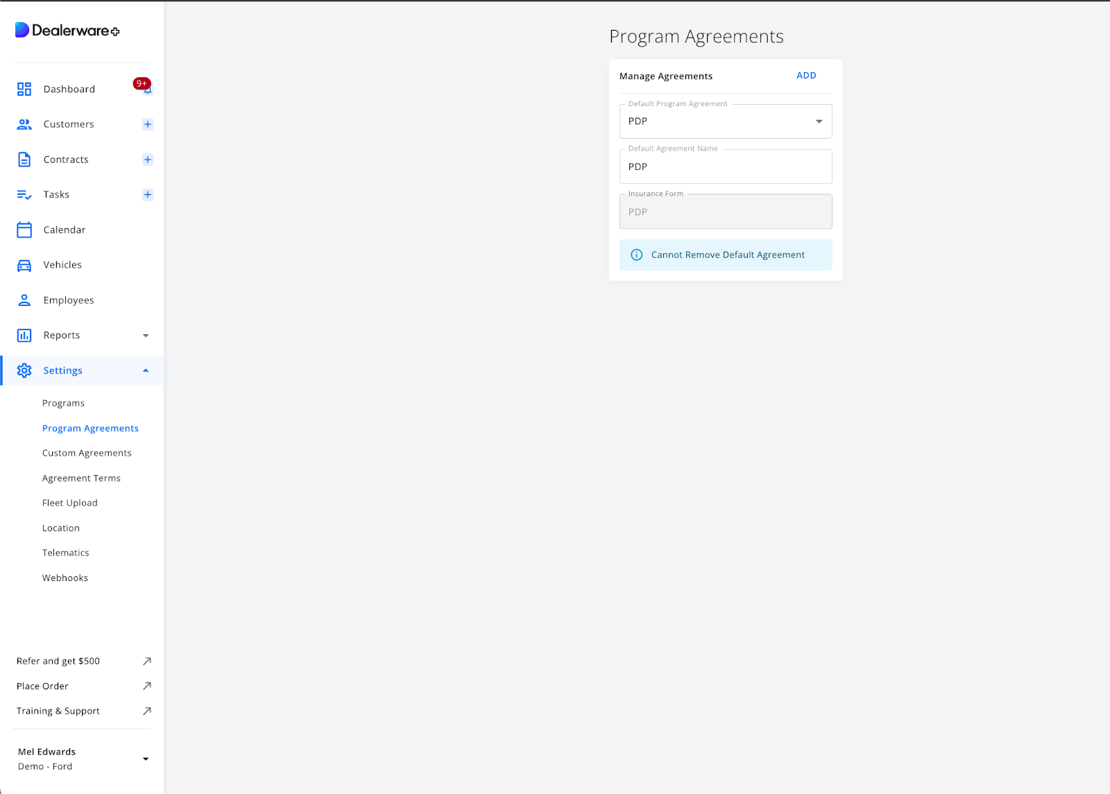 View Program Agreement(s) – Dealerware