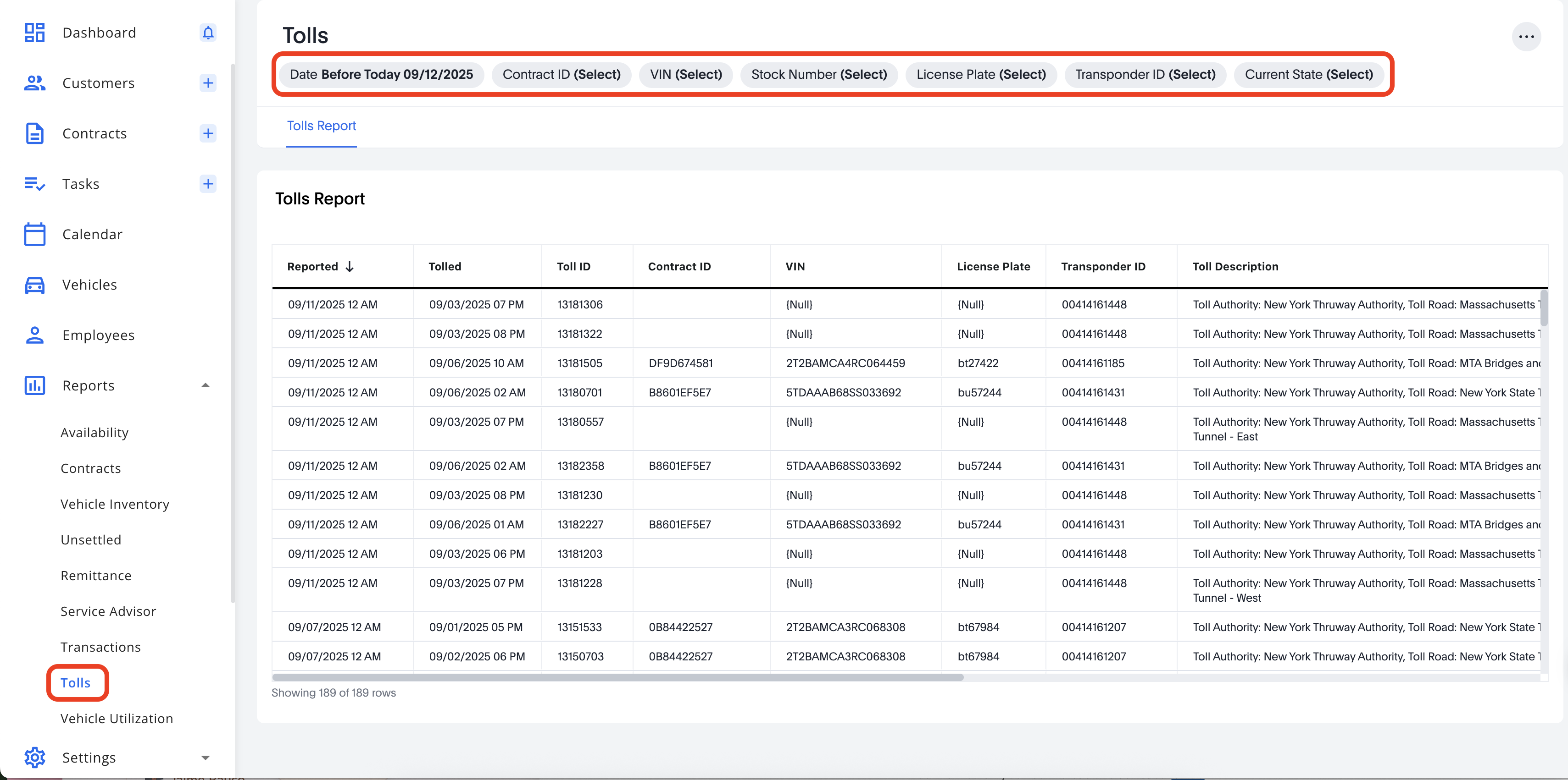 Learn about the Tolls Report – Dealerware