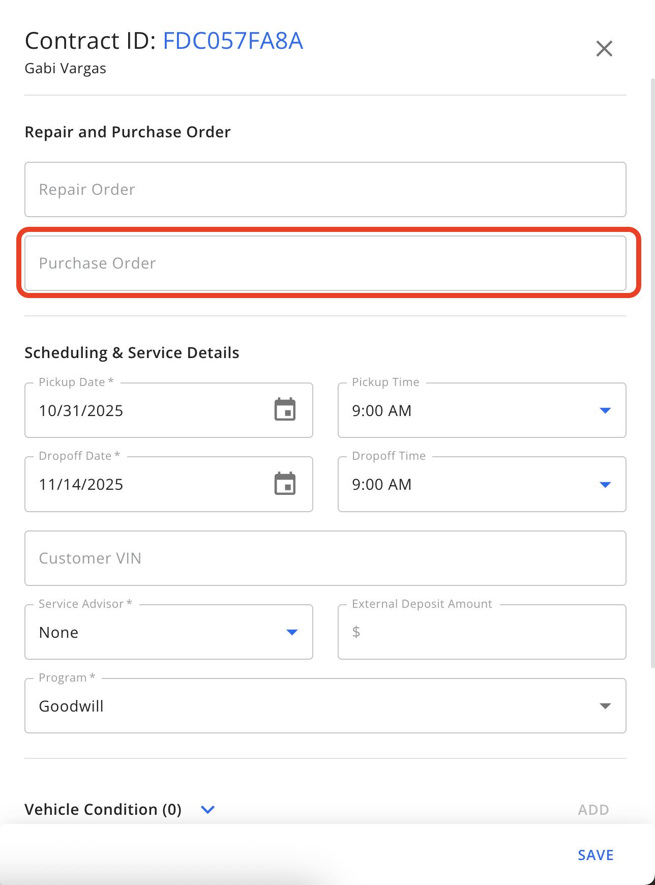 Add a Purchase Order to Contracts – Dealerware