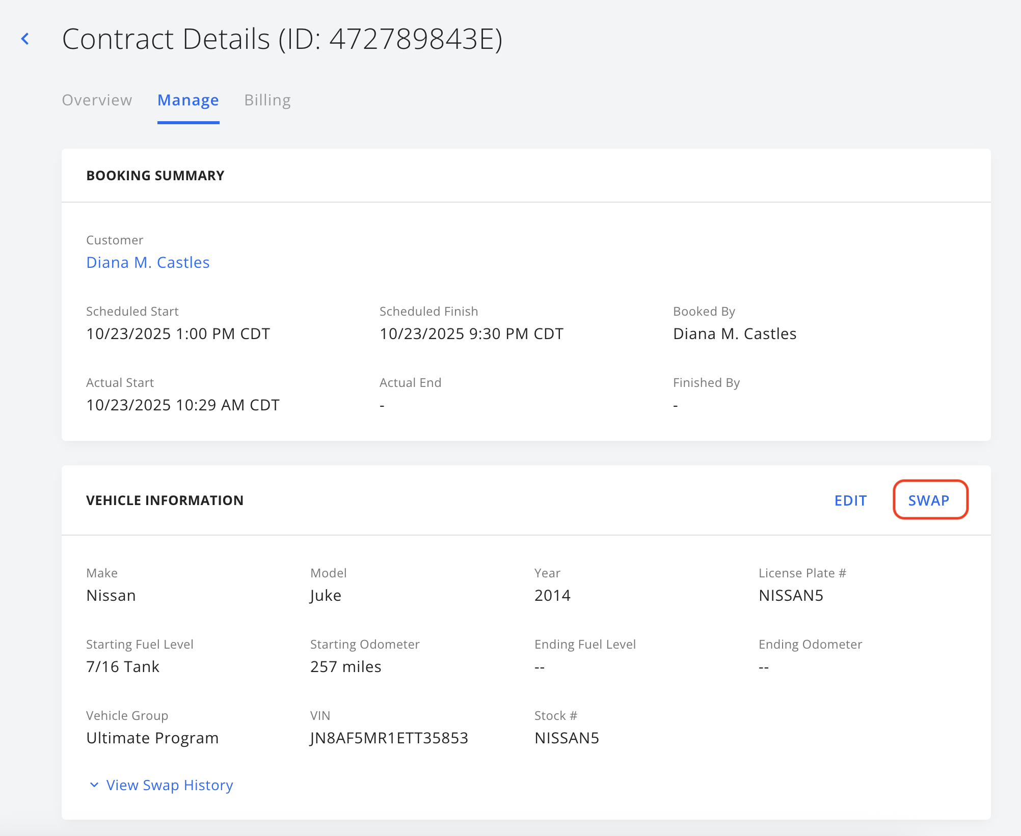 Change the Vehicle on a Started Contract – Dealerware