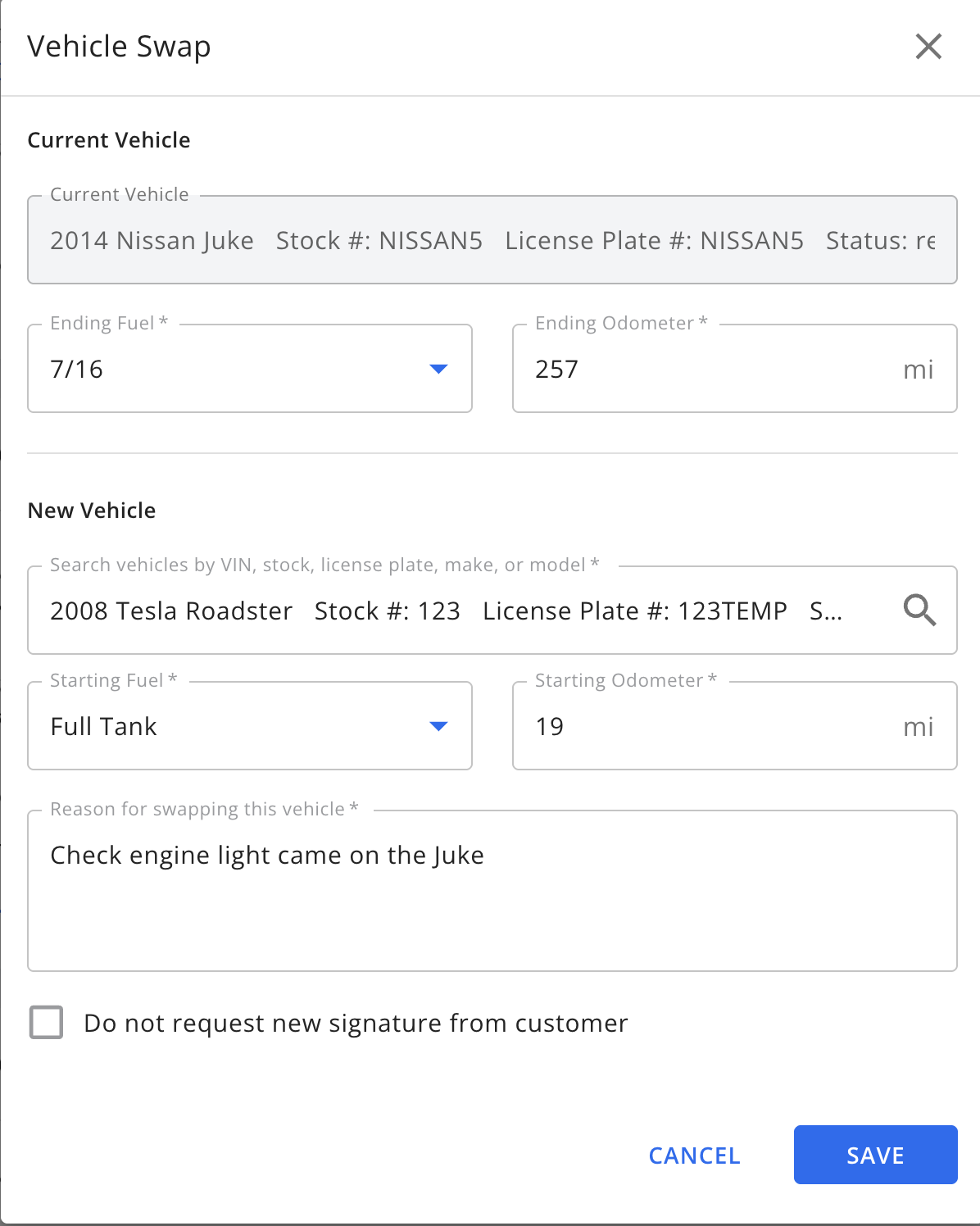 Change the Vehicle on a Started Contract – Dealerware